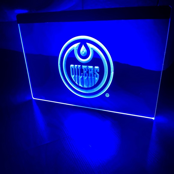 Other | Edmonton Oulers Led Neon Blue Light Sign 8x12 | Poshmark
